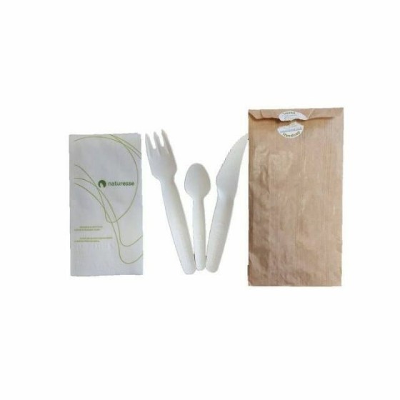 Achat kit couvert jetable en papier 4 en 1 | Mon-emballage