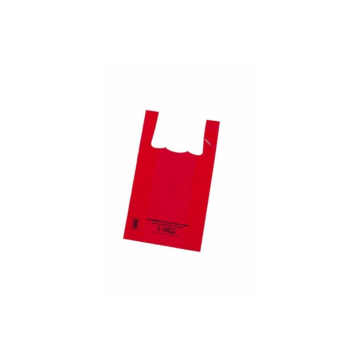 Sac plastique rouge bretelles 26 x 6 x 45 cm | Mon-emballage