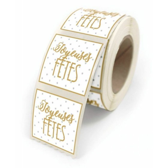Etiquette joyeuses fêtes pour boîtes et sacs | Mon-emballage