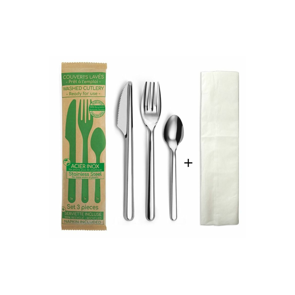 Achat kit couvert réutilisable inox | Mon-emballage